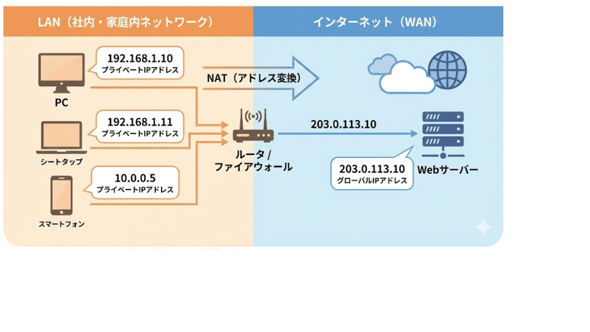 NAT/NAPTとは？違いと仕組みを図解｜1対1NAT・ポート変換を実務目線で解説 | つながるしくみの話